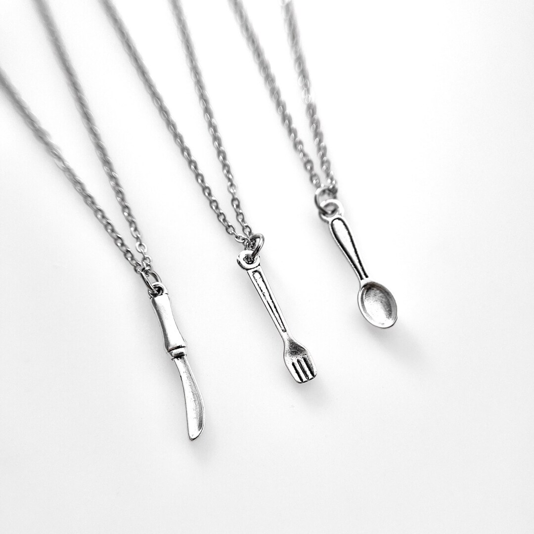 Matching Set of 3 Utensil Necklaces, Spoon Fork Culinary, Best Friends ...
