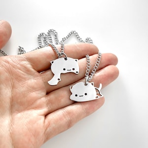 Matching Couples Cat Necklace, Best Friends BFF Necklace Set Kitty ...