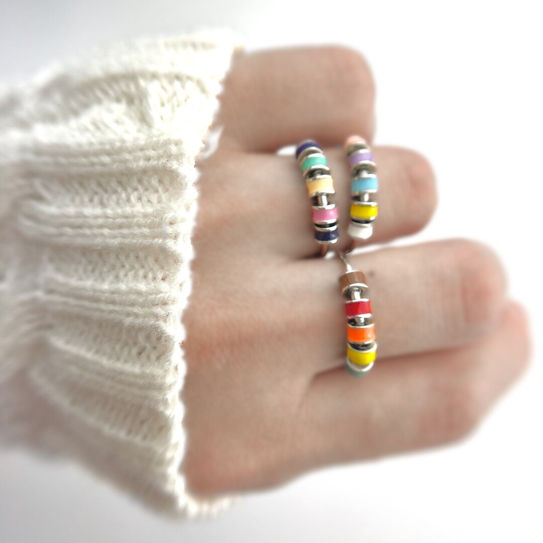 Anxiety Bead Ring Spinning Fidget Rings Stacking Spinner for - Etsy