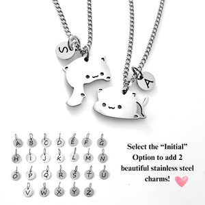 Matching Couples Cat Necklaces or Keychains, Custom Engraved Initials ...