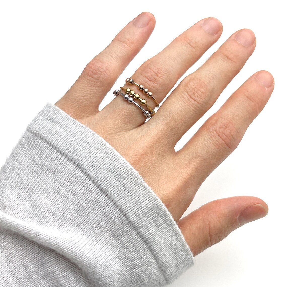 Anxiety Bead Ring Spinning Fidget Rings Stacking Minimalist | Etsy