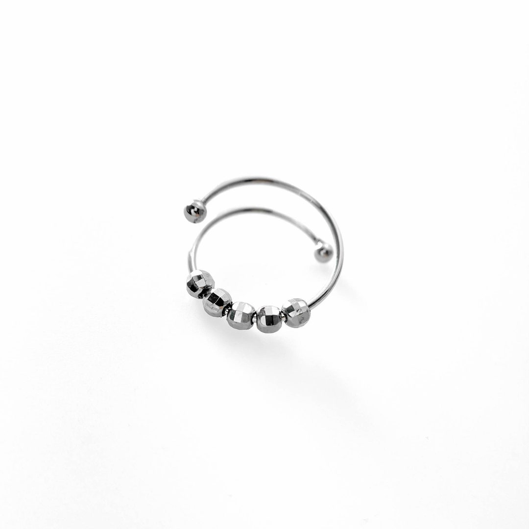 Disco Ball Bead Fidget Ring Anxiety Bead Spinning Rings, Minimalist ...