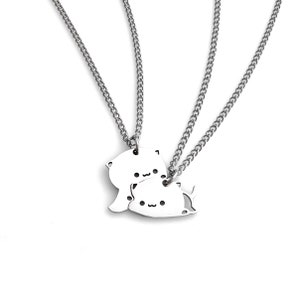 Matching Couples Cat Necklace, Best Friends BFF Necklace Set Kitty ...