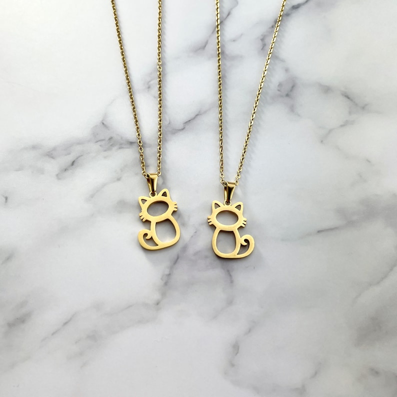 Cat Necklace Gold Necklace Gift Best Friends Matching - Etsy