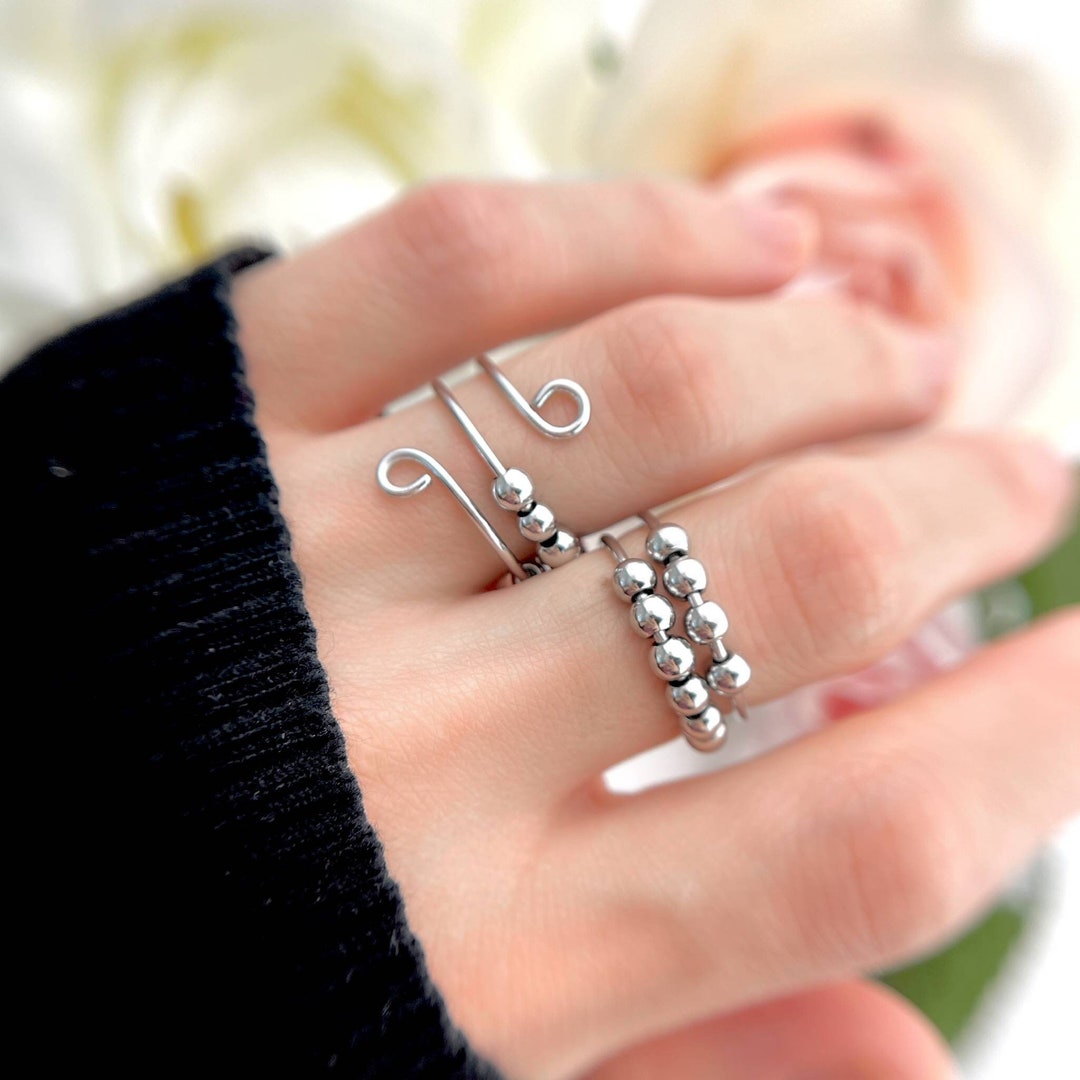 Fidget Ring, Spinning Bead Focus Relaxation, Mindful Calm Stacking ...
