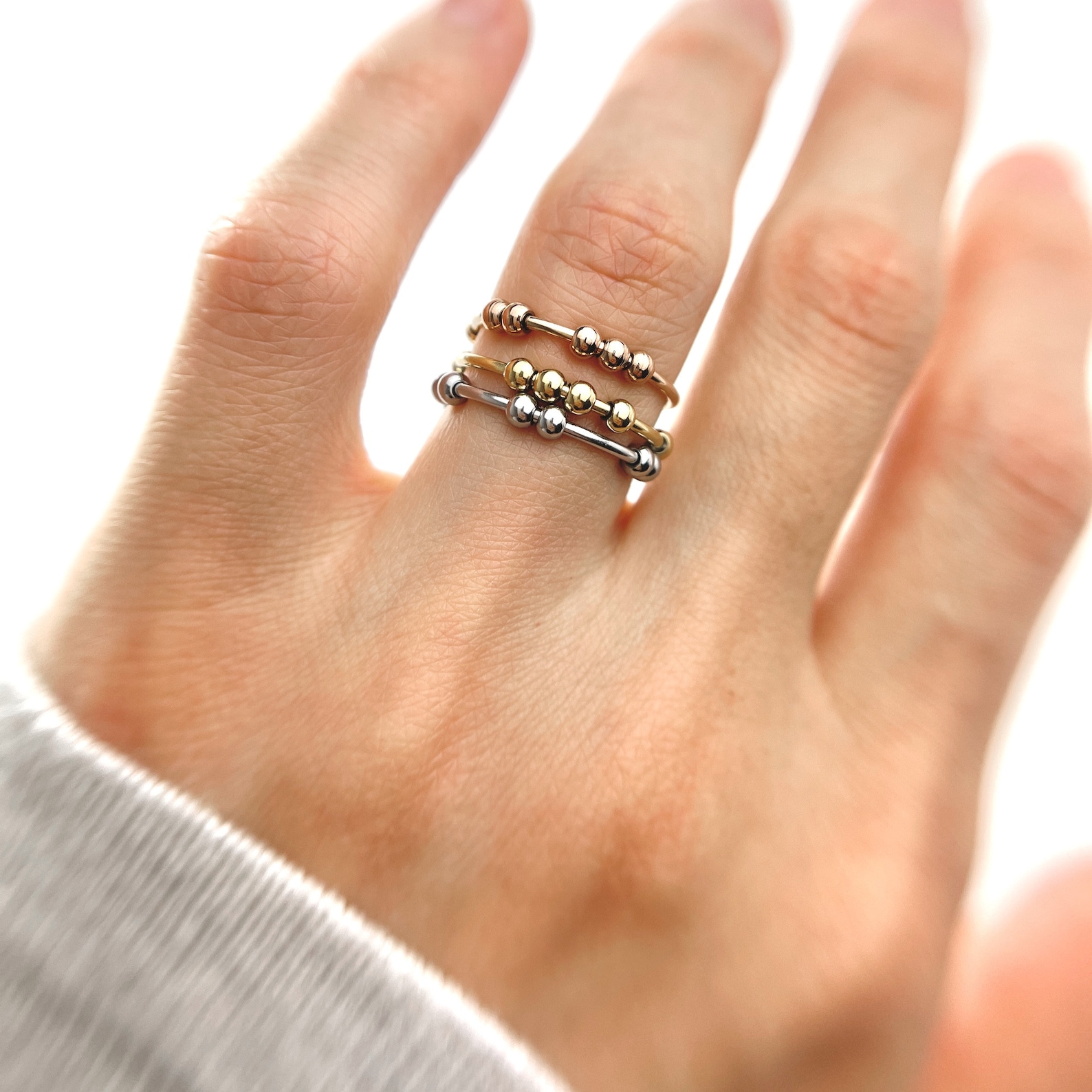 Anxiety Bead Ring Spinning Fidget Rings Stacking Minimalist | Etsy
