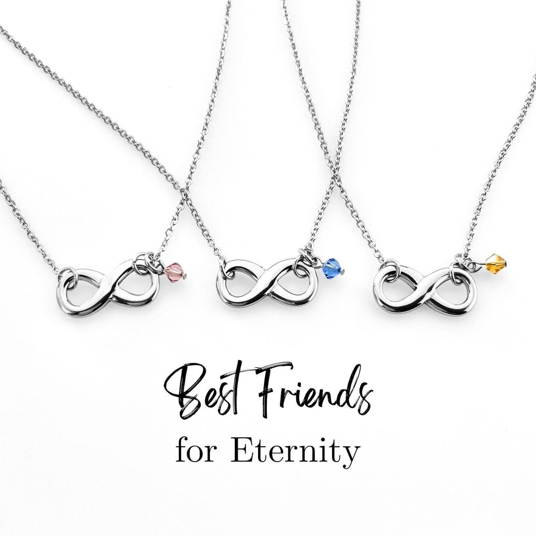 Matching Set of 3 Infinity Necklaces, 18K Gold or Silver Best Friends ...