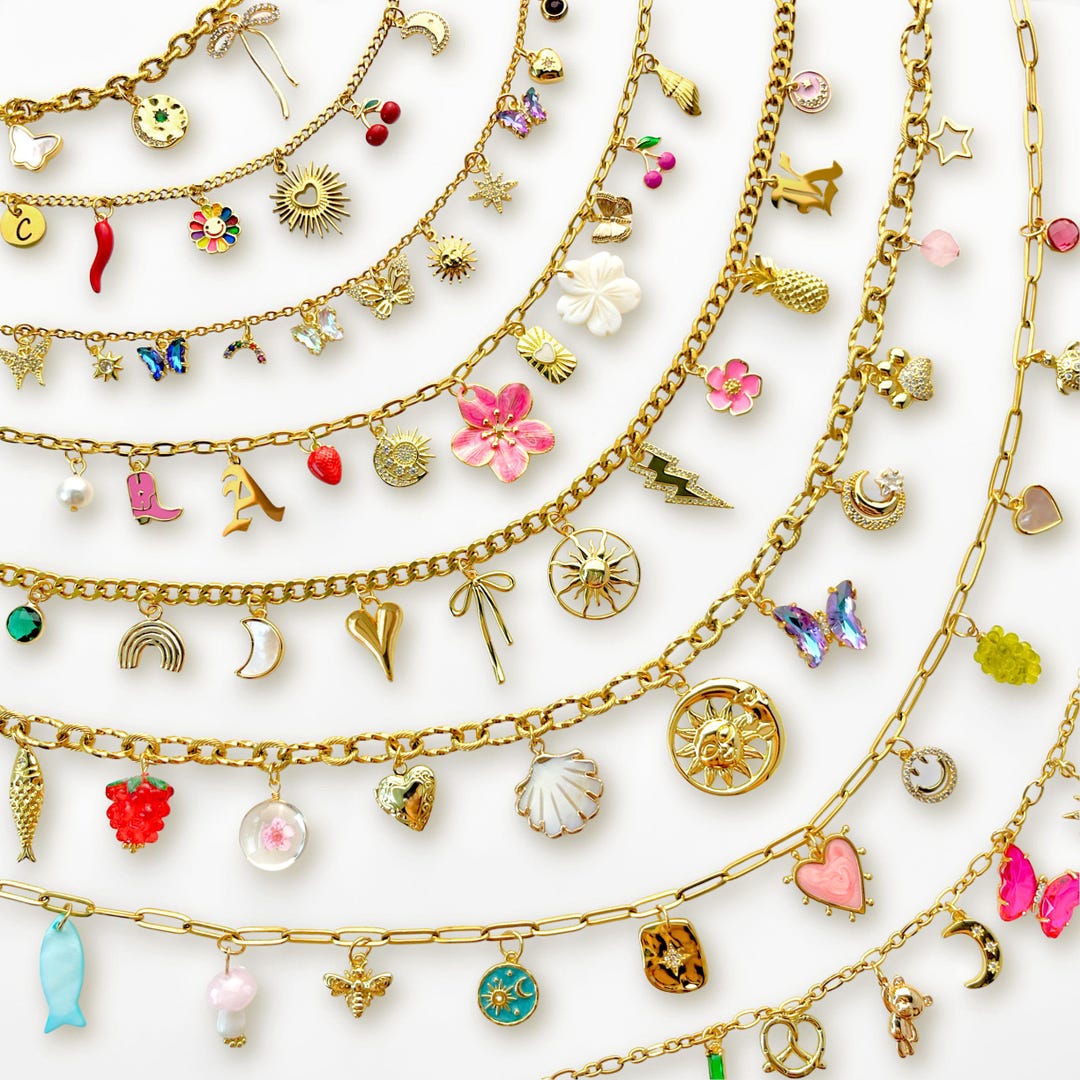 Build Your Own Custom Charm Necklace, 18K Gold Charms, Customize With ...