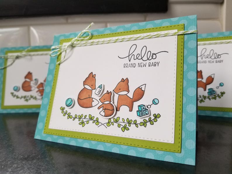 Welcome New Baby Boy Card Baby Shower Card Fox Card Welcome | Etsy