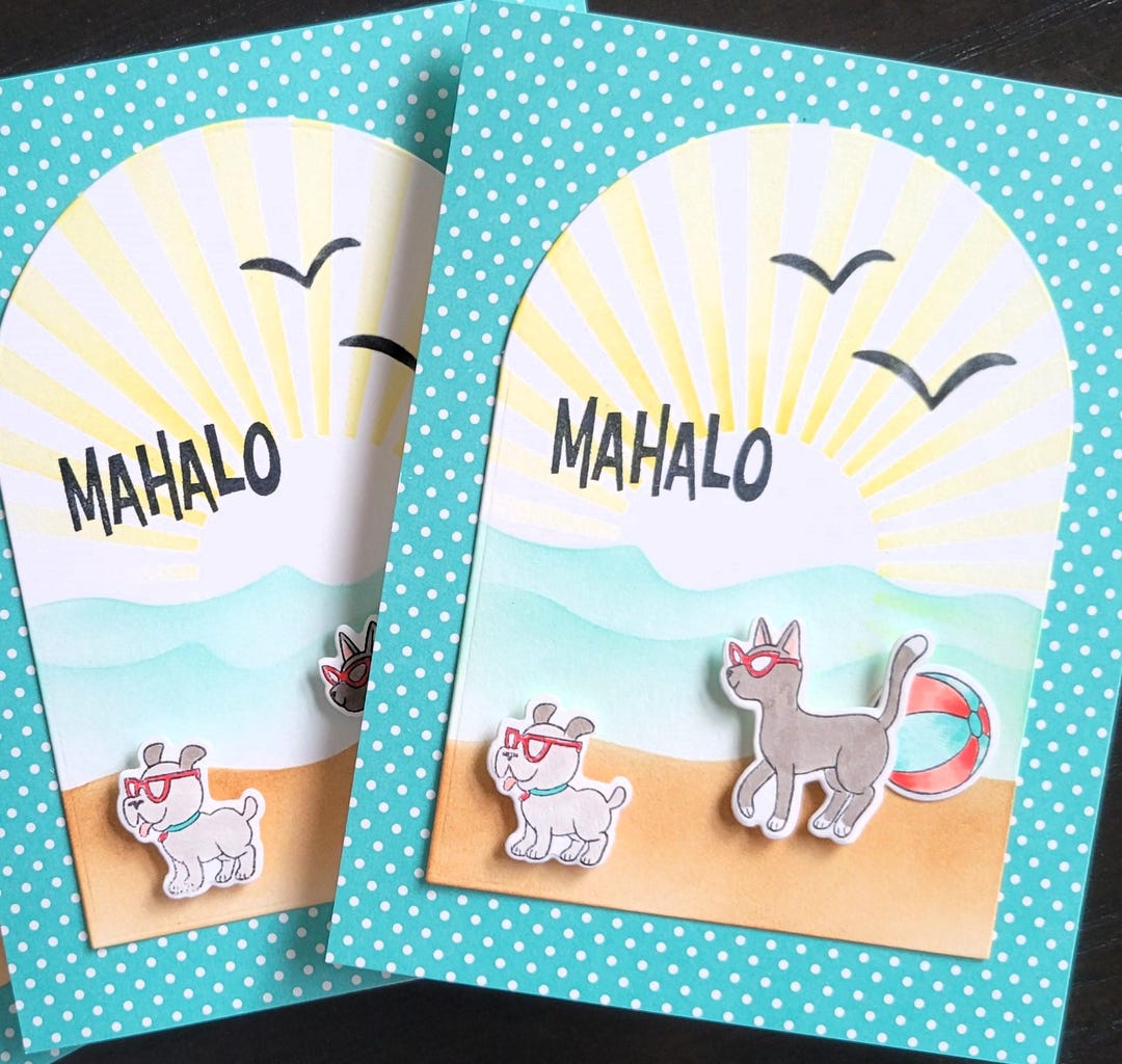 Mahalo Thank You Card, Hawaii Thank You Note, Dog Lover Greeting Card ...