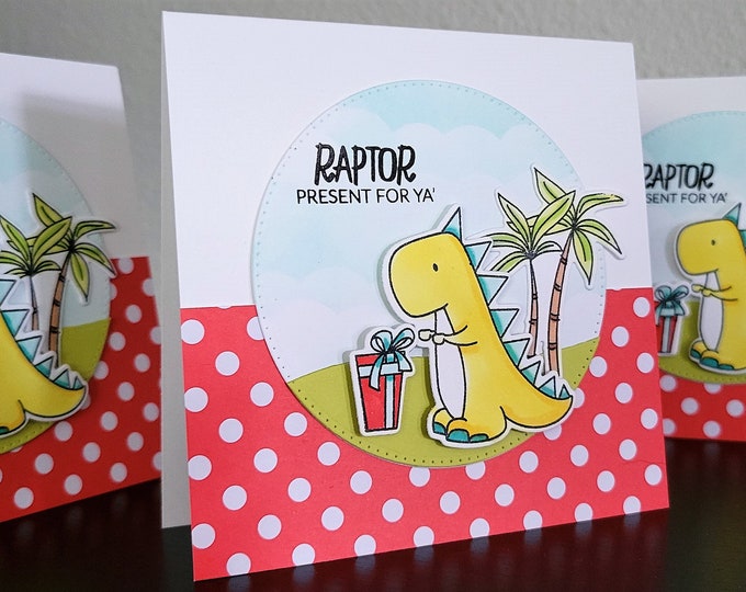 Raptor Dinosaur Birthday Card, Hope Your Day is Dinomite - Etsy