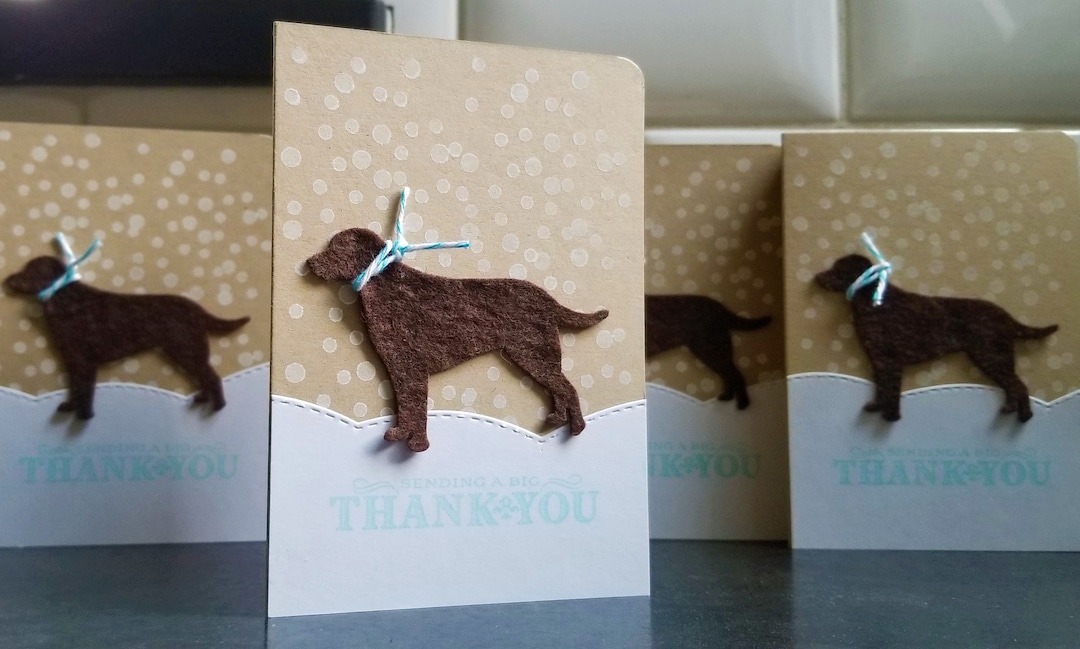 Black Lab Thank You Cards Set of 4, Chocolate Labrador Winter Thank You ...