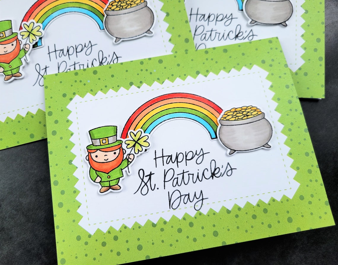 St. Patrick's Day Card Handmade Shamrock Card Luck of | Etsy