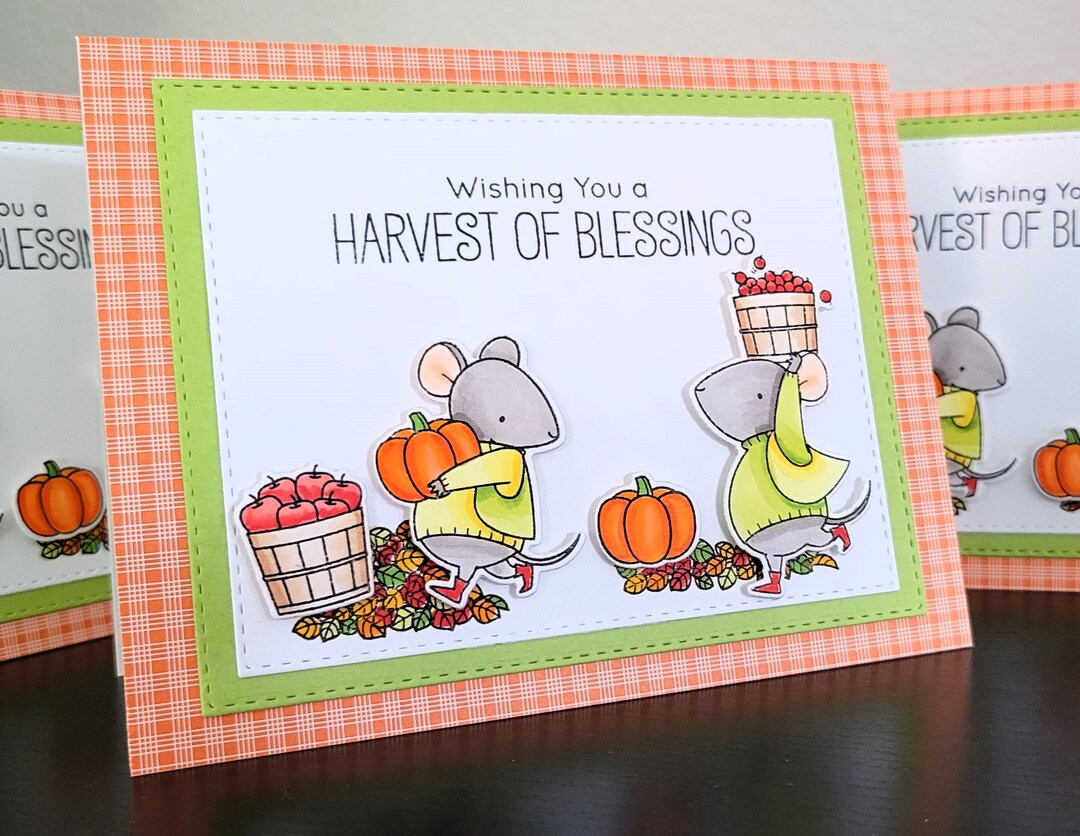 Mouse Thanksgiving Card, Wishing You a Harvest of Blessings, Autumn ...