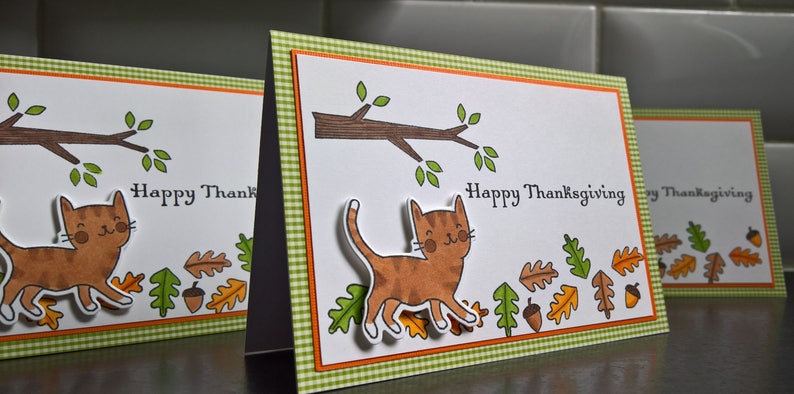 Cat Thanksgiving Card, Kitty Greeting Card, Happy Thanksgiving Card ...