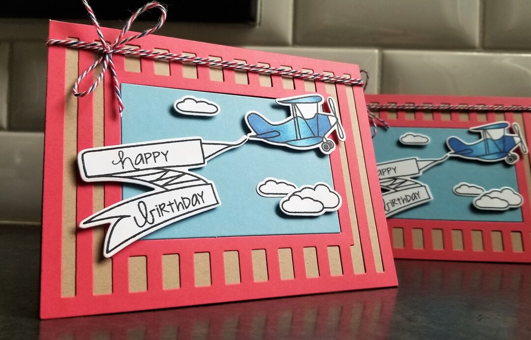 Airplane Birthday Card for Boy, Handmade Birthday Card for Man, Card ...