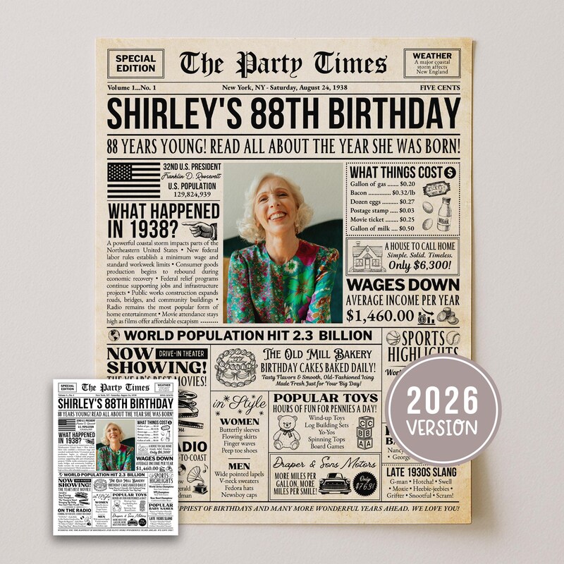 1938 Birthday Printable - Etsy