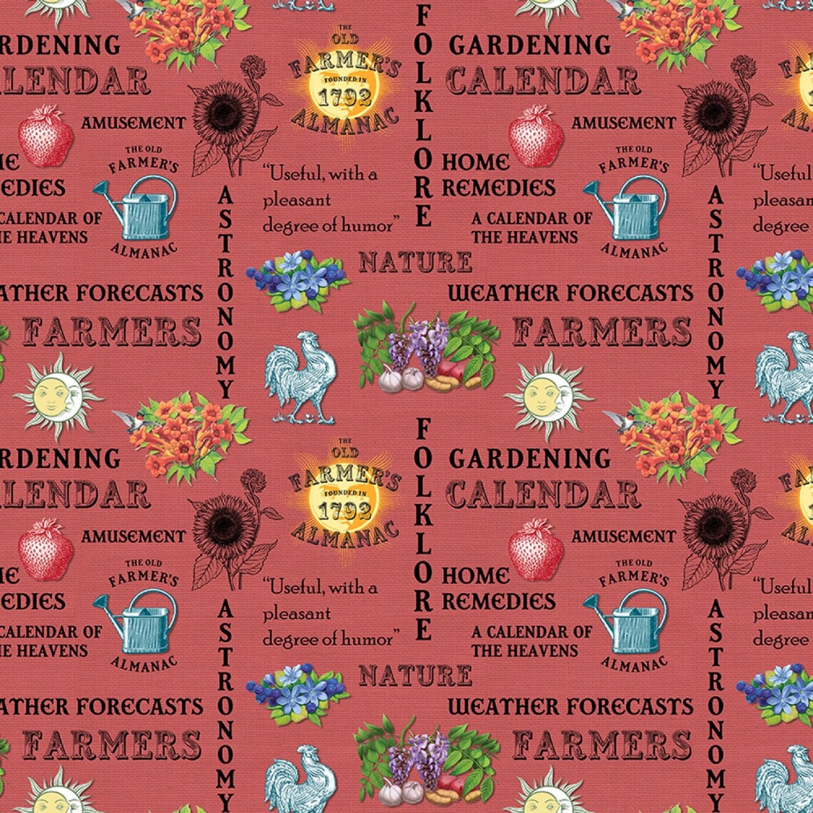Old Farmer's Almanac Words Fabric From Sykel 100% Cotton - Etsy