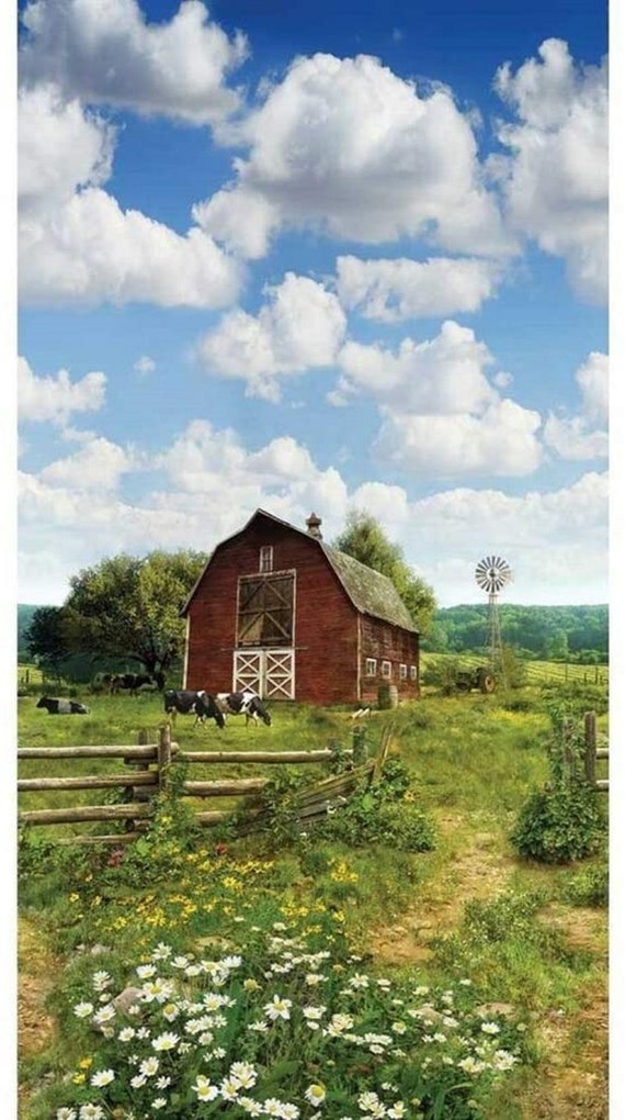 American Byways Farm Scene Digital Panel From Hoffman Fabrics - Etsy