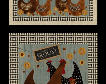 Rooster Panel With Crowing Rooster Lively Colors and Four - Etsy
