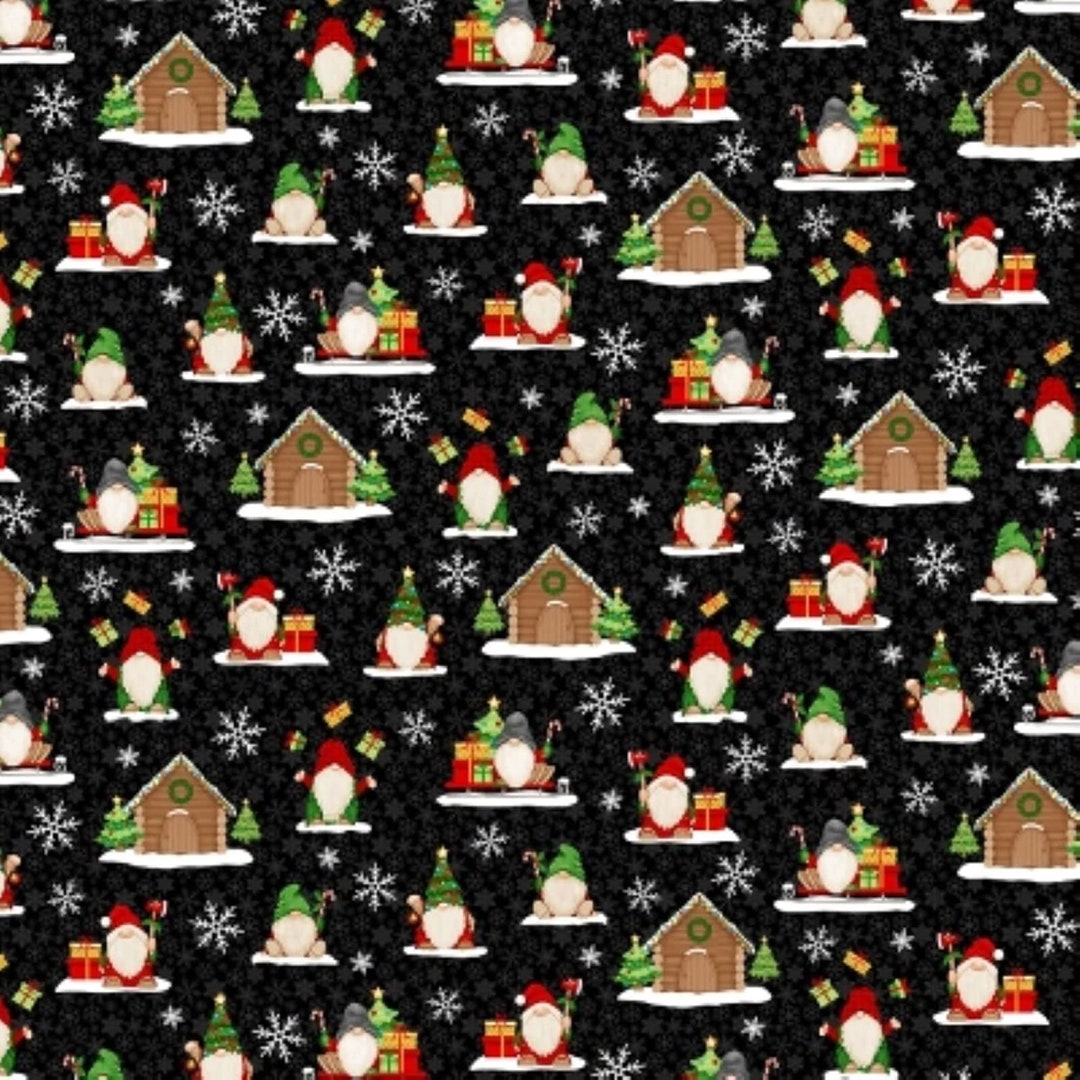 Timber Gnomies Tree Farm Gnome Christmas Scenic Fabric by Shelly ...