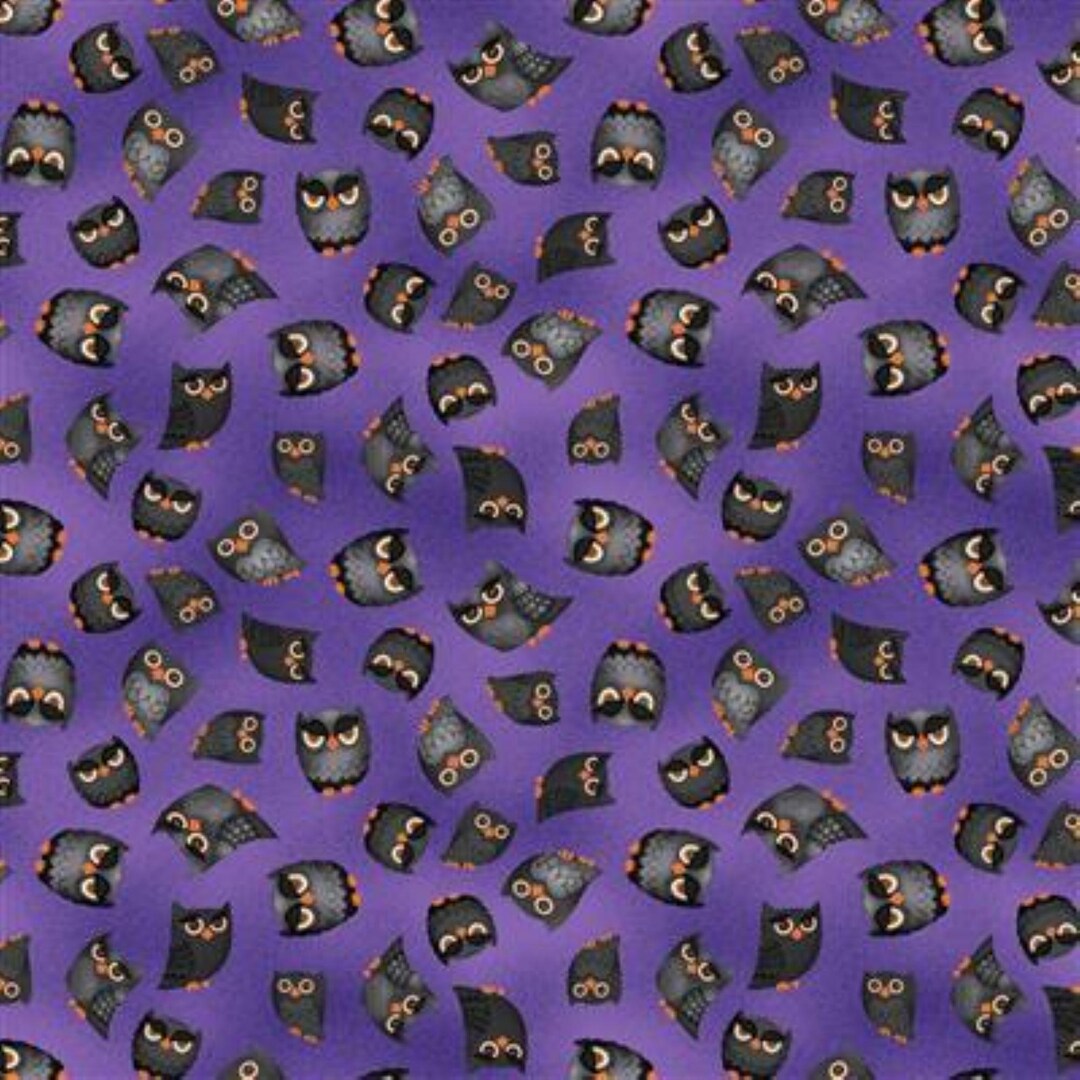 Hey Boo! Owls by Michael Zindell From Clothworks 100% Cotton Halloween ...