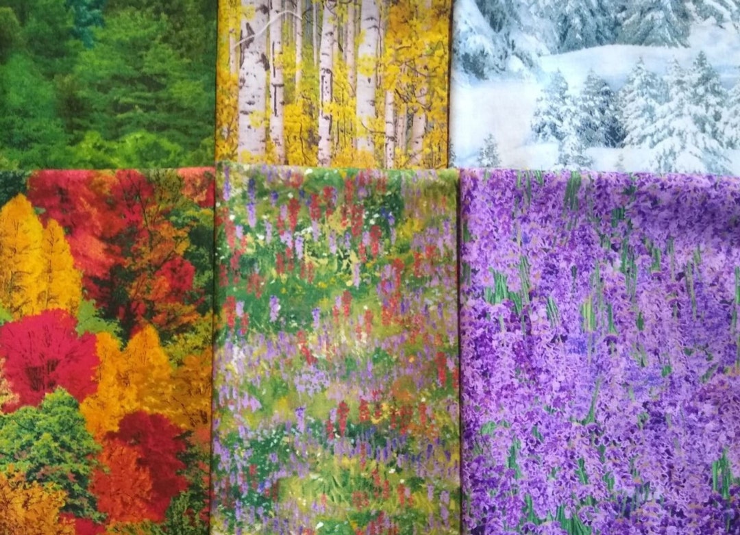 6 Fat Quarters Landscape Medley From Elizabeth's Studios Cotton Quilt ...
