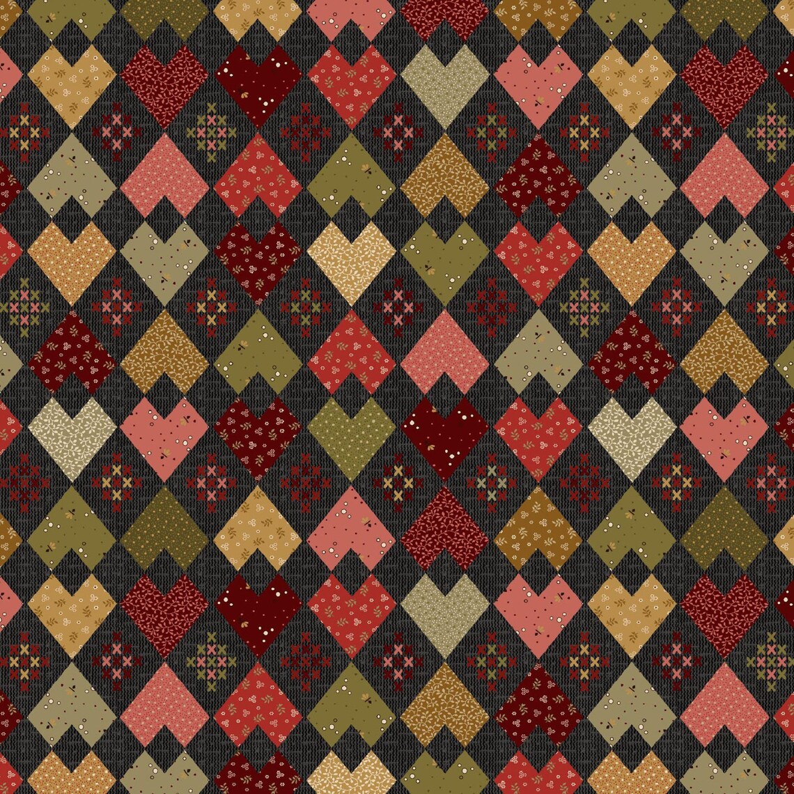 Home Sweet Home Hearts Fabric by Debbie Busby From Henry Glass 3165 99 ...