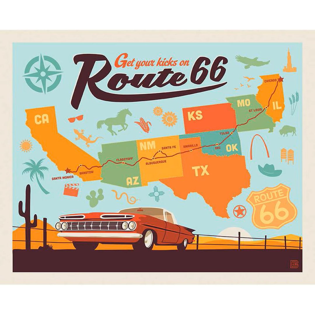 Get Your Kicks on Route 66 Fabric Panel by Anderson Design Group ...