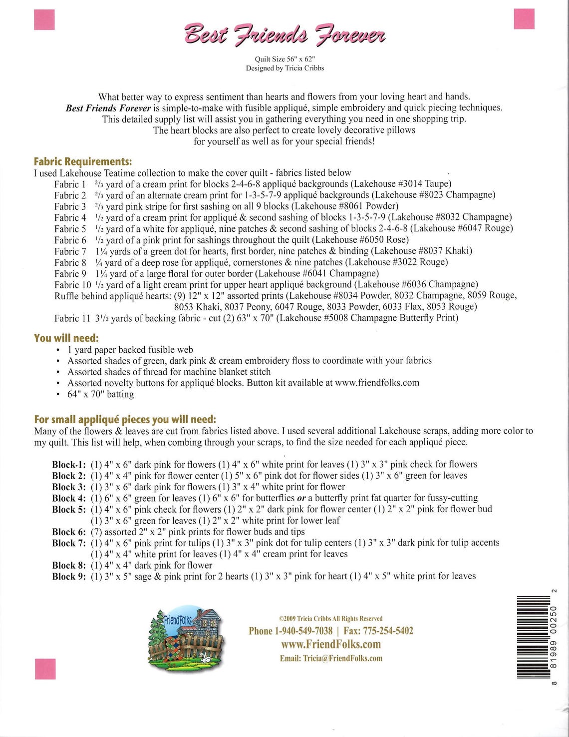 Best Friends Forever Pattern by Tricia Cribbs Friendfolks | Etsy