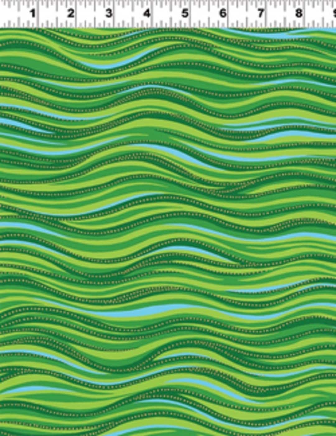 Laurel Burch Basic Wave Green From Clothworks 100% Cotton Quilt Fabric ...