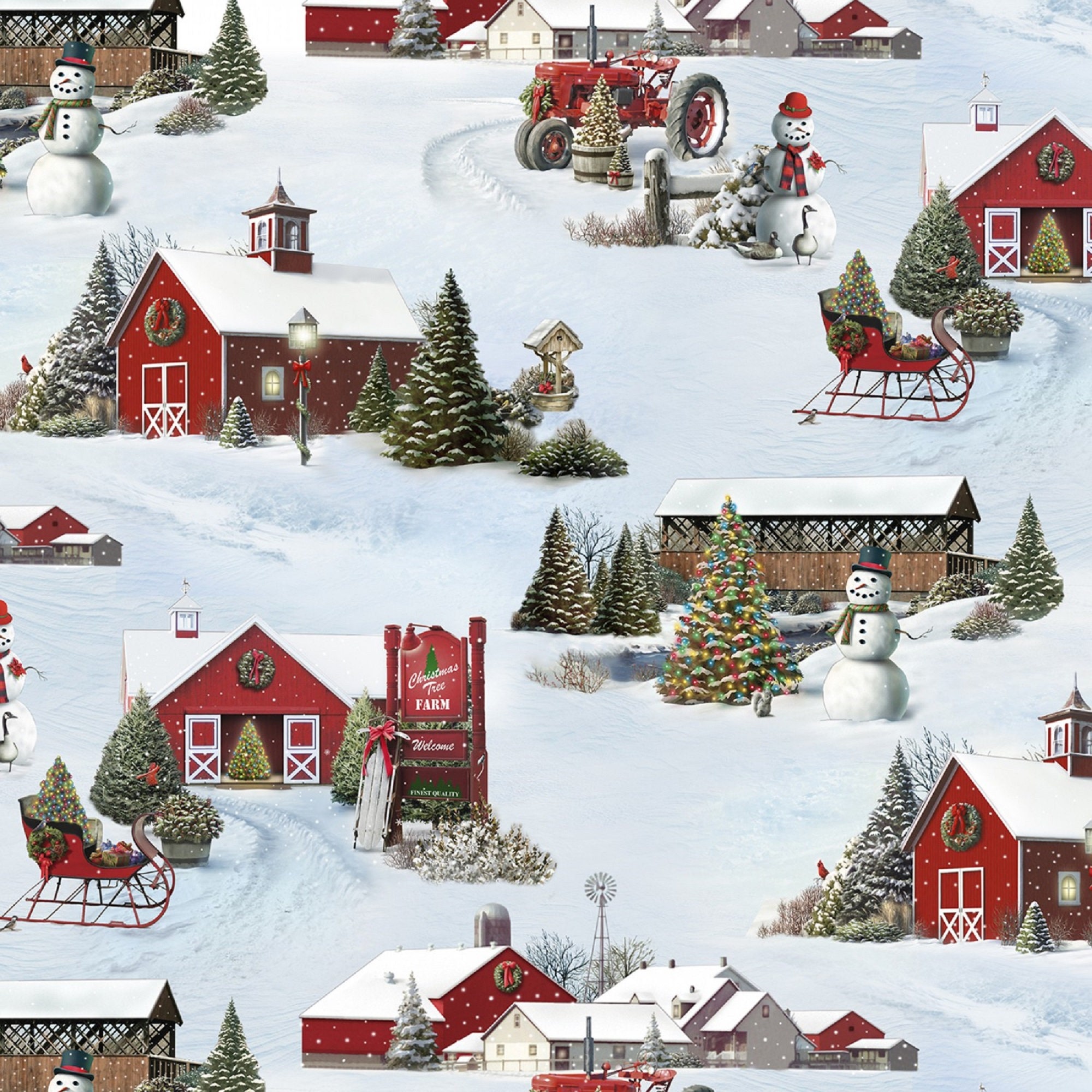 Tis the Season Christmas Tree Farm From Elizabeth's Studio Cotton Quilt ...