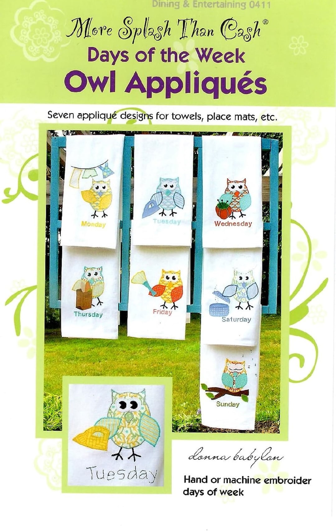 Days of the Week Owl Applique Tea Towel Pattern by Donna Babylon From ...