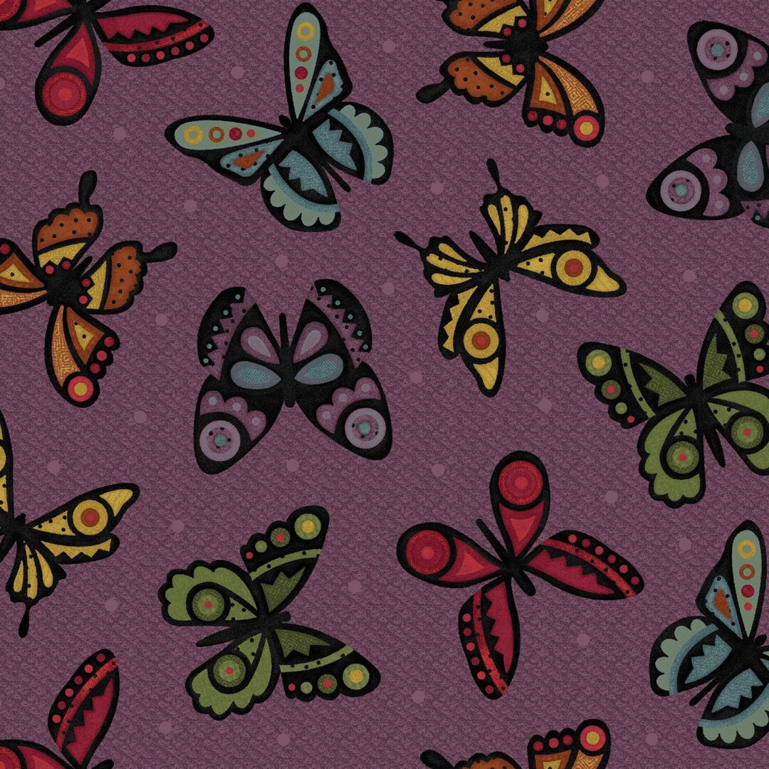 Bonnie's Butterflies Flannel Violet by Bonnie Sullivan From Maywood ...