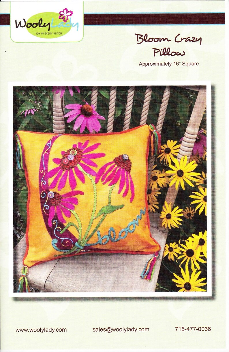 Wool Applique Kit bloom Crazy Pillow From Woolylady 16 - Etsy