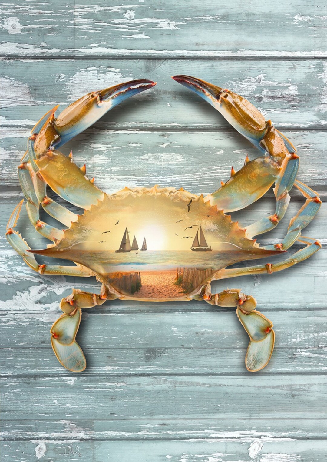 Yellow Crab Fabric Panel by Crab Cakes East Coast Custom Design From ...