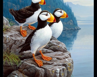 Puffins Digitally Printed Panel by Darrel Bush From - Etsy