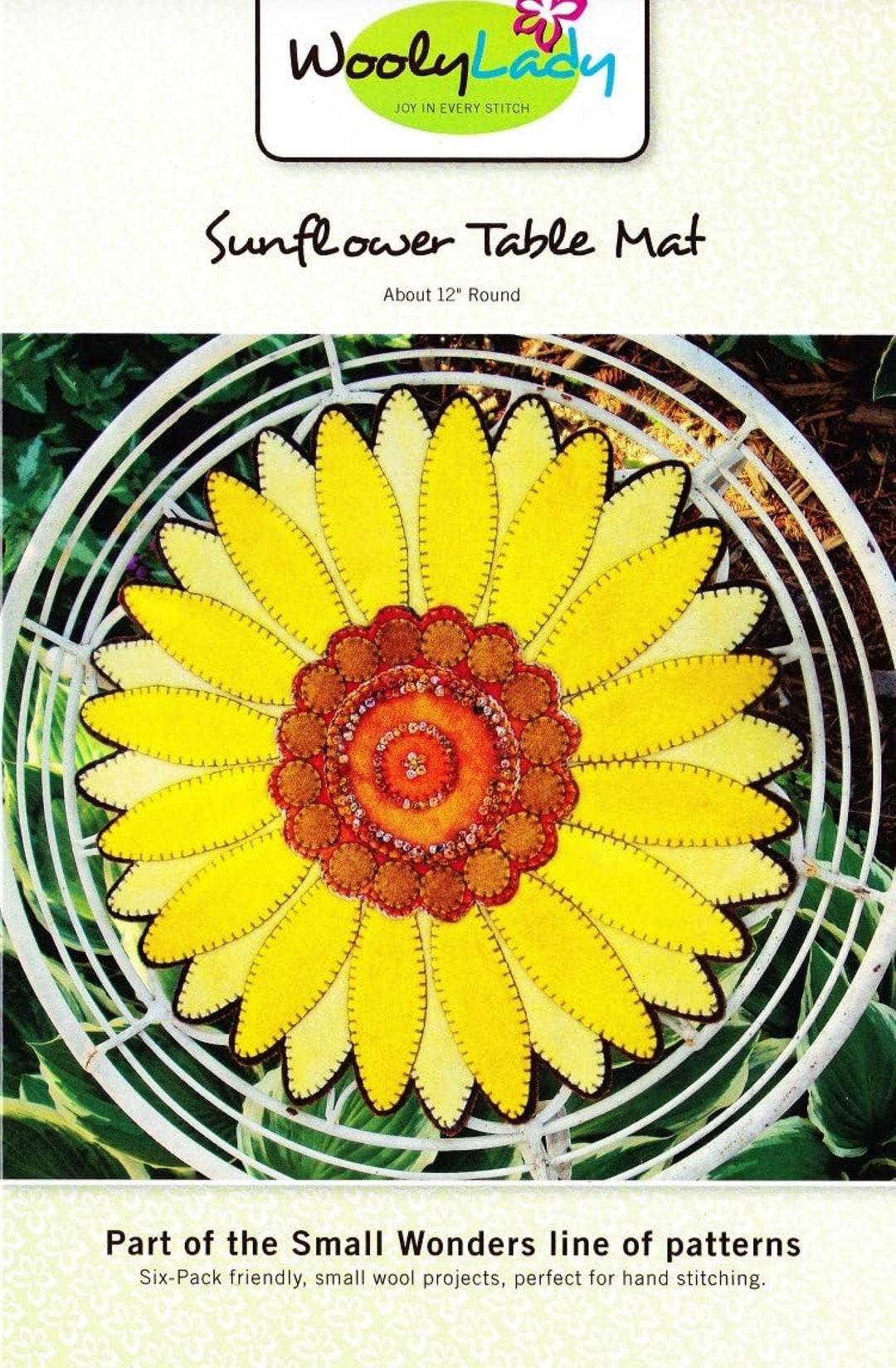 Sunflower Table Mat Pattern From Woolylady Wool Applique 12" Diameter ...