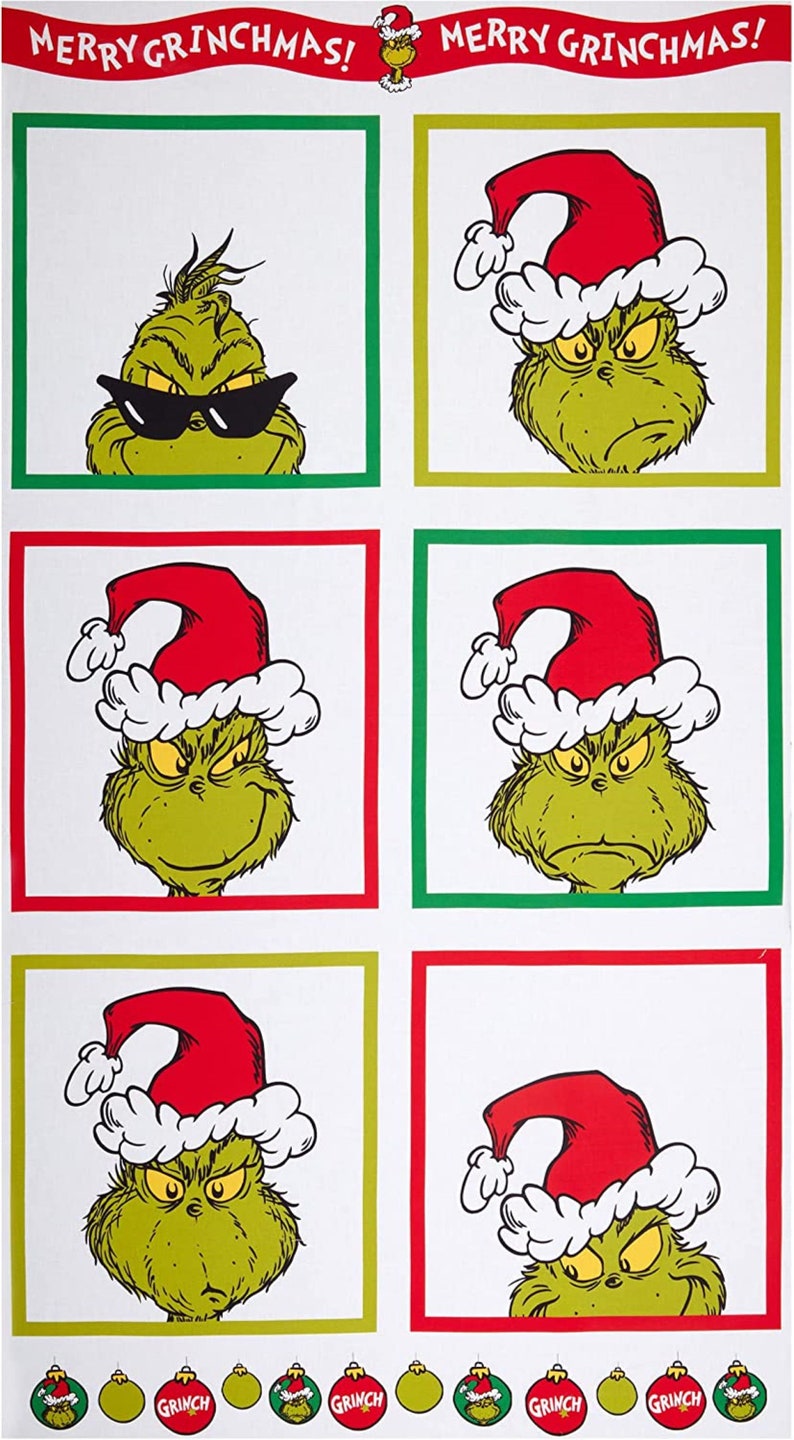 How the Grinch Stole Christmas Fabric Panel Dr. Seuss From Robert ...