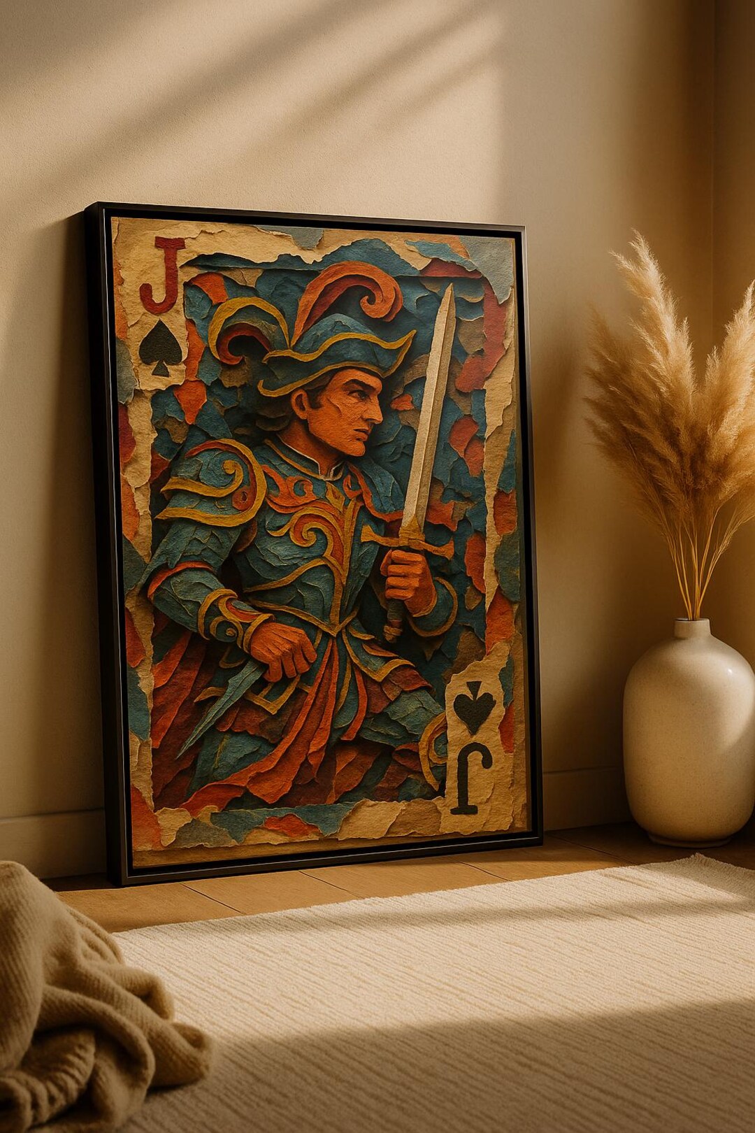 Jack of Spades Warrior Art Print: Medieval Knight Card Design (digital ...