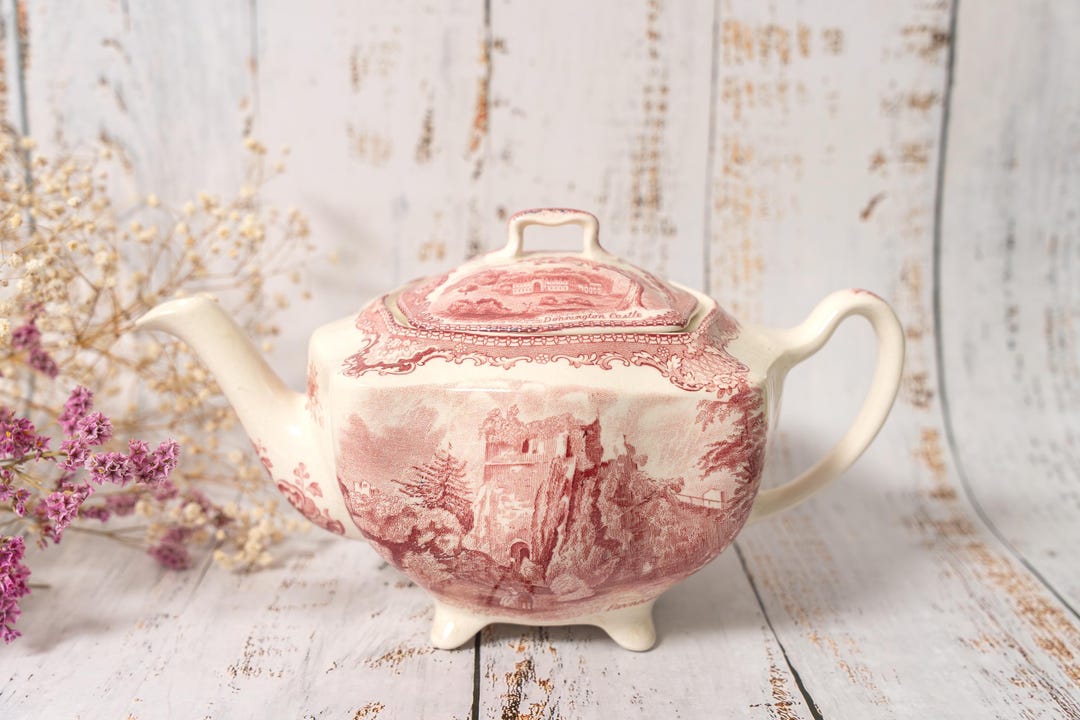 Vintage Johnson Brothers Old Britain Castles Red Transferware Teapot ...