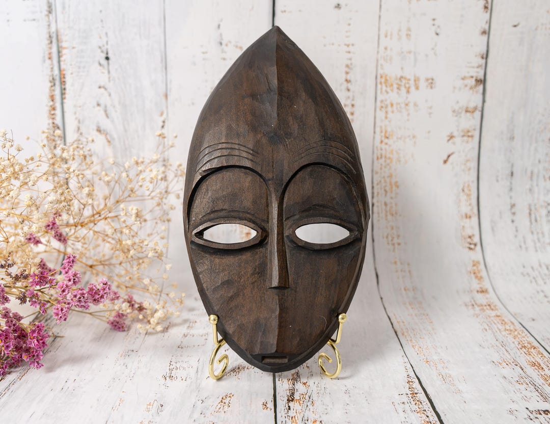 Vintage Tarascan Mexican Wood Mask Hand Carved Minimalist Folk Art Wall ...