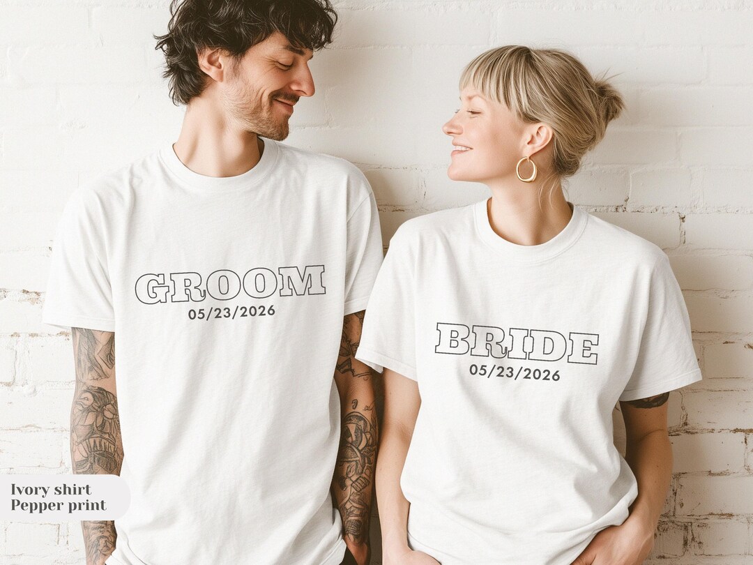 Bride and Groom Shirt - Matching Custom Gift for Newly Engaged Couples ...