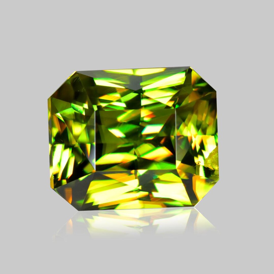 8.82ct Custom Emerald Cut Cut _ Natural Titanite Semi Chrome Sphene ...