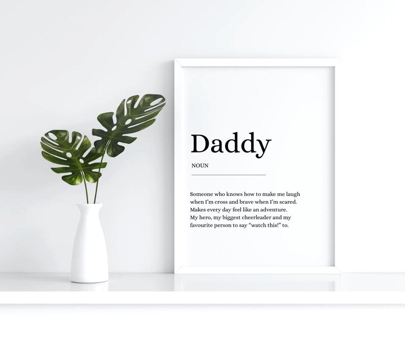Daddy Definition Printable, Digital Wall Art, Instant Download ...