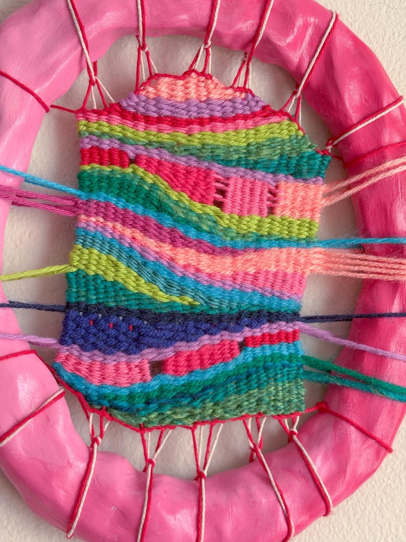 Pink Woven Energetic Portal - "growing" - Handmade Original Woven Wall ...