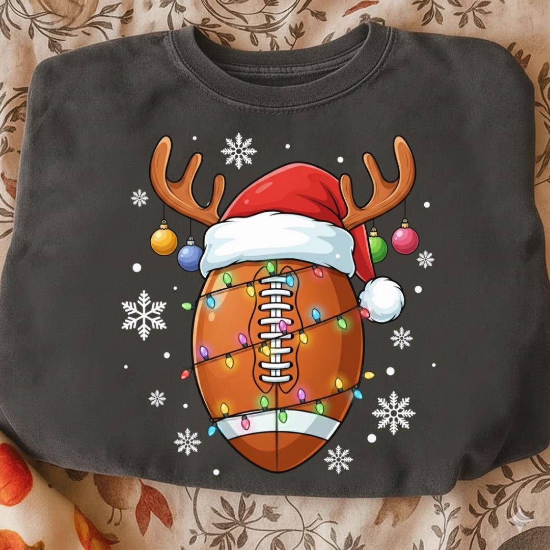 Christmas Football Reindeer PNG, Cute Holiday Sports Sublimation, Santa ...