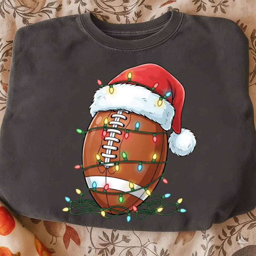 Christmas Football Reindeer PNG, Holiday Sports Sublimation, Santa Hat ...