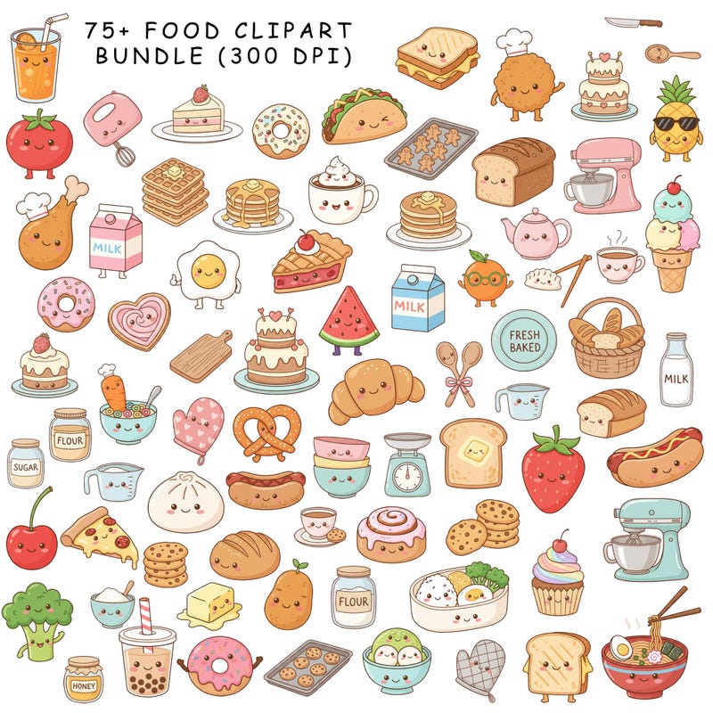 Cute Food Clipart Face - Etsy