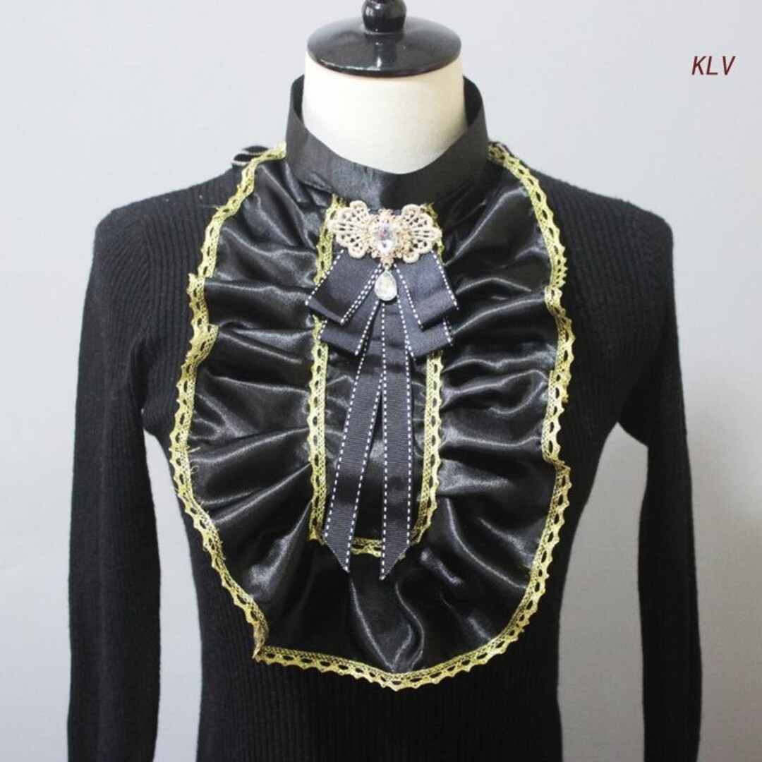 Black Color Women Steampunk Colonial Jabot Victorian Ruffle - Etsy